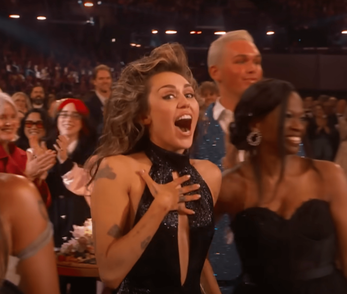 Miley Cyrus Wears Dress Made Entirely Of Safety Pins On Grammys Red ...